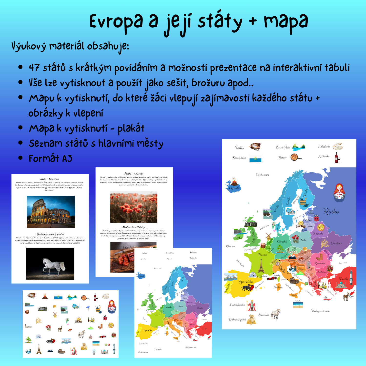 Evropa a její státy + mapa - A3 - Vlastivěda | UčiteléUčitelům.cz